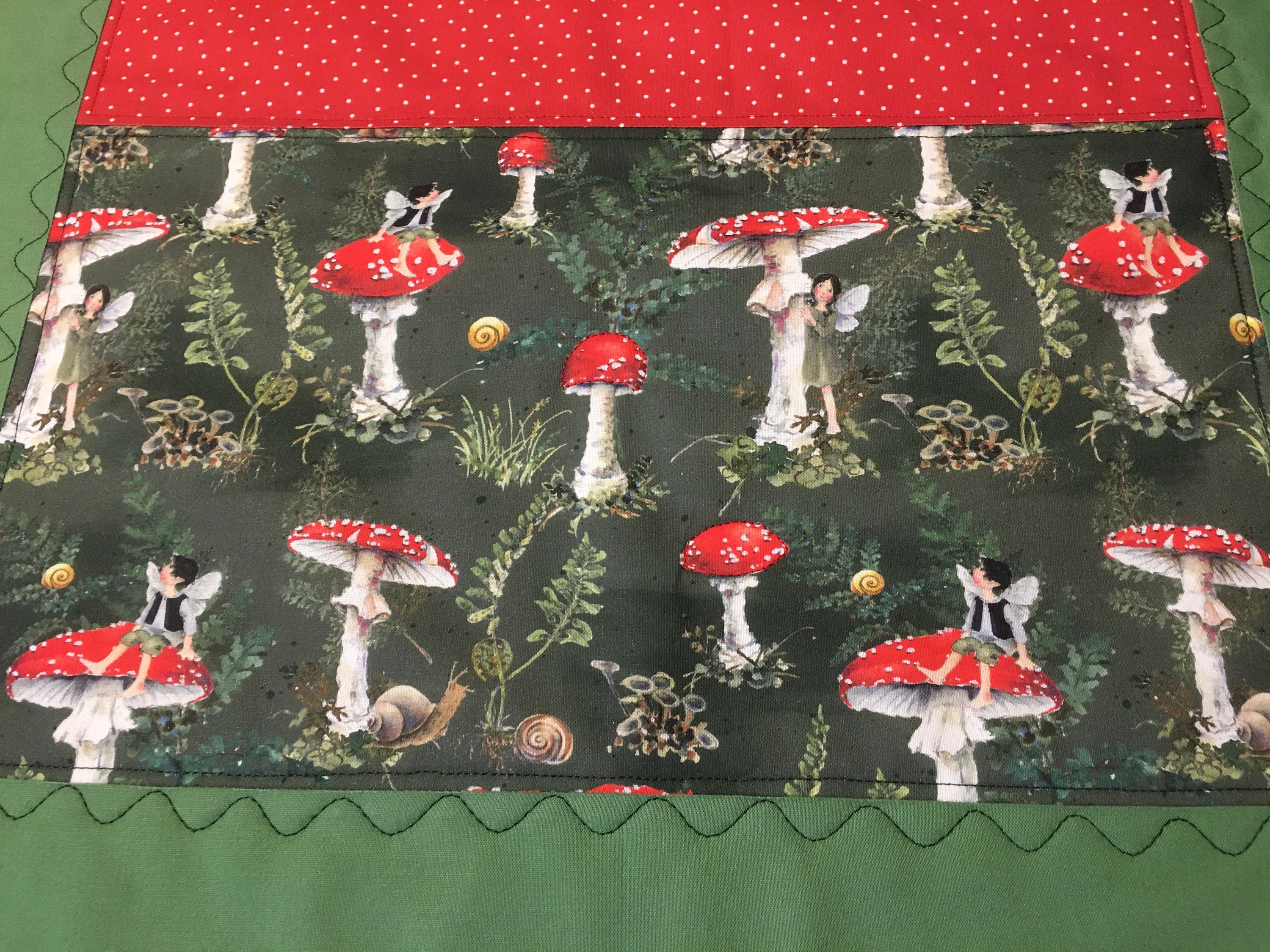 Toadstools With Elves Quilted Table Runner Feature Fabric is - Etsy UK