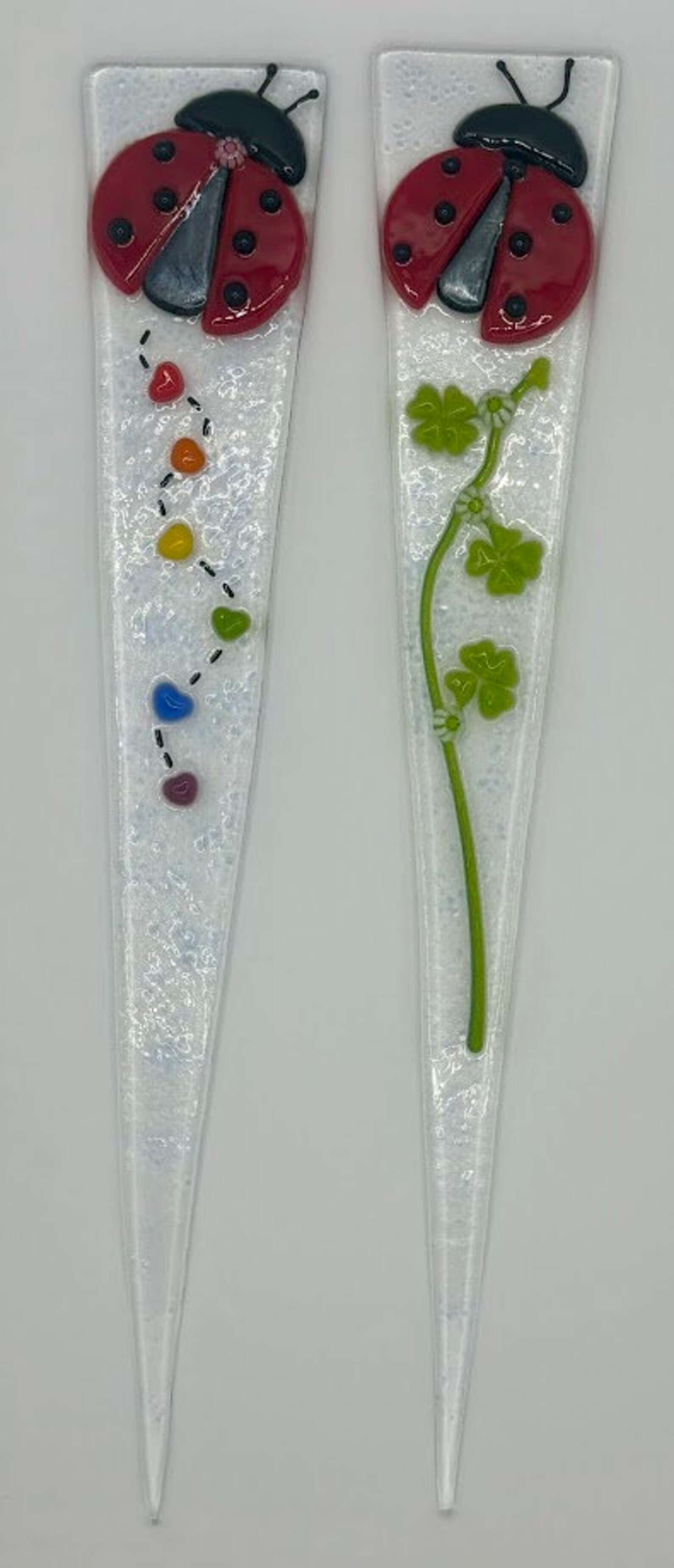 Fused Glass Ladybug Plant Stake, Flower Stake, Ladybug in Flight ...