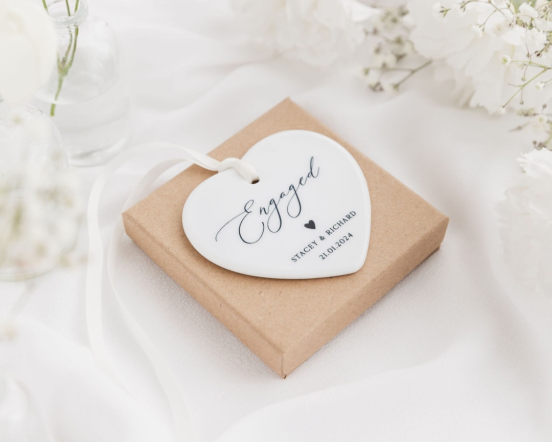Engagement Gift | Engaged Ceramic Hanging Keepsake | Personalised ...