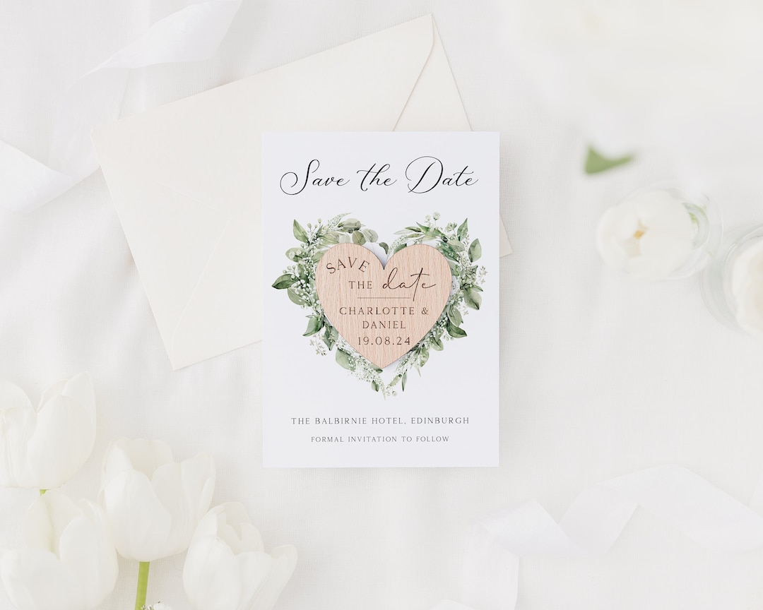 Save the Date Cards With Wooden Magnets | Botanical Floral Save the ...