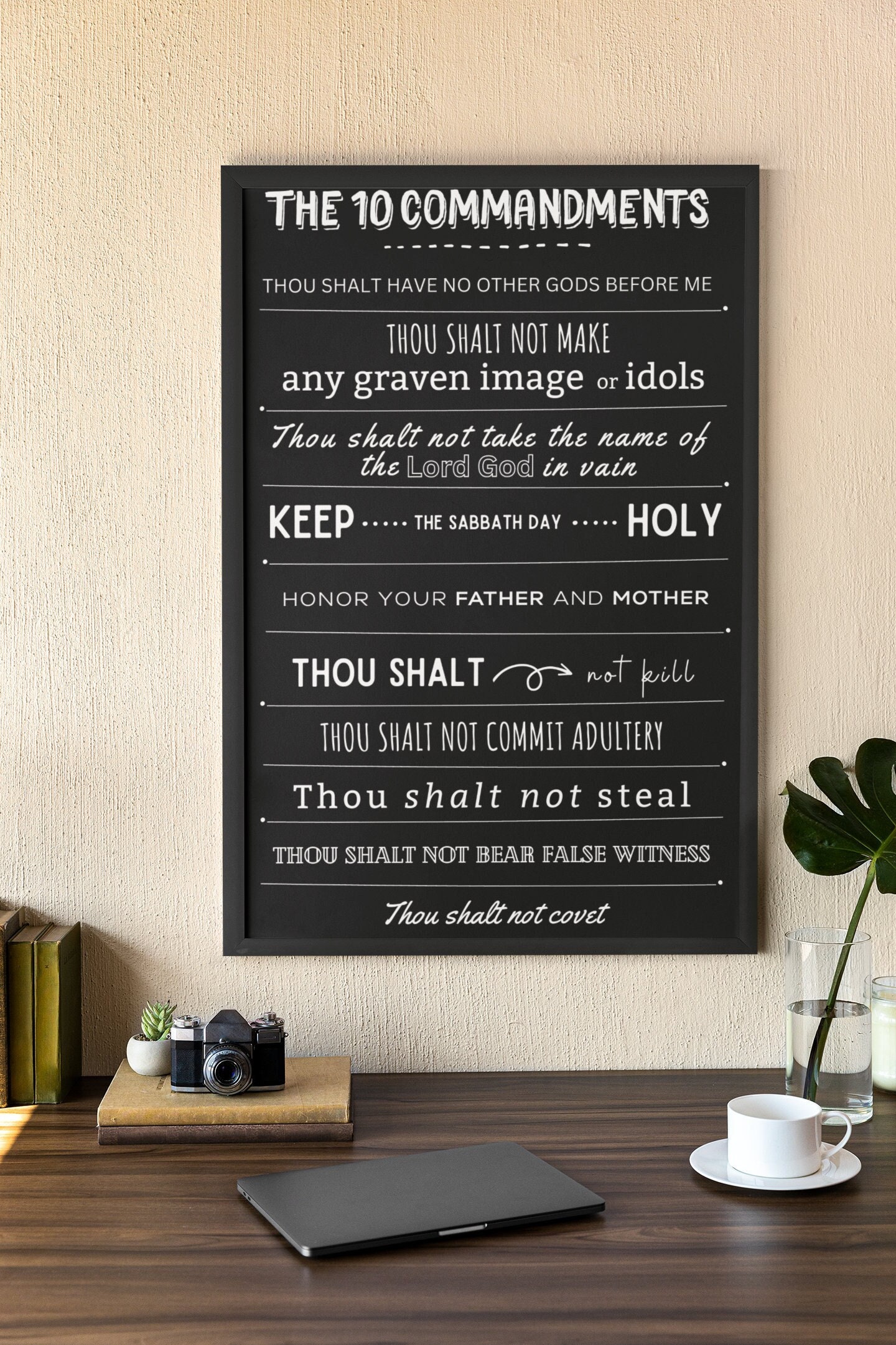 Canvas 10 Commandments Wall Art Decor Christian Art Modern Black Ten ...