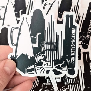 Winston-salem Cityscape Vinyl 3 Sticker - Etsy