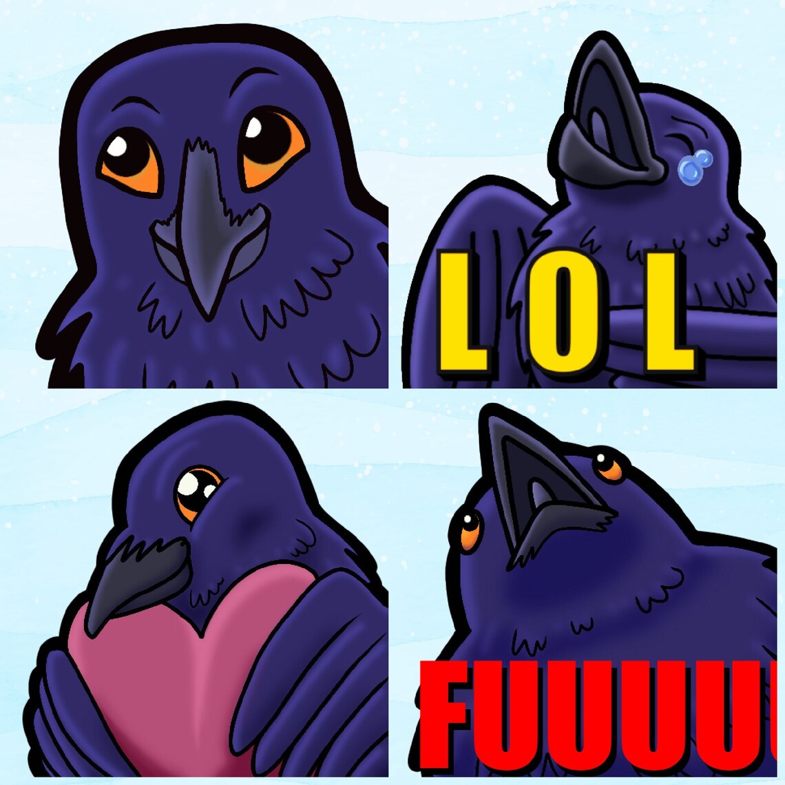 Raven Emote Pack for Use on Twitch or Discord - Etsy