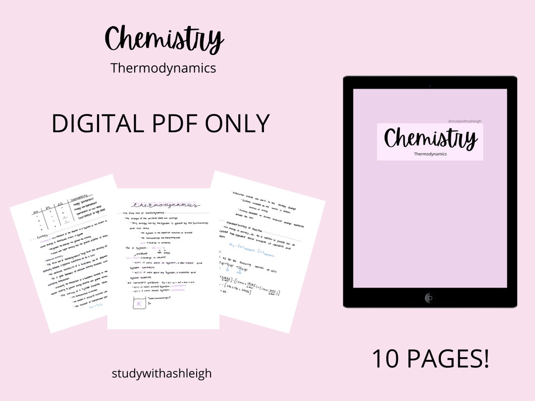 DIGITAL Chemistry Notes Thermodynamics Notes Study Guide Cheat Sheets ...