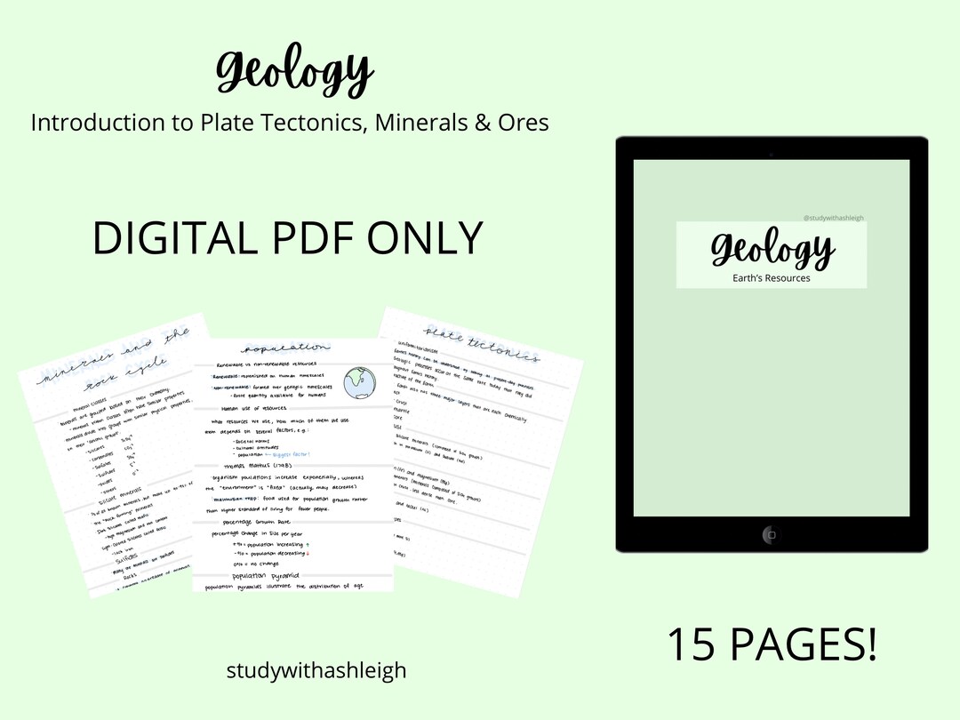 DIGITAL Geology Notes Introduction to Plate Tectonics, Minerals, and ...