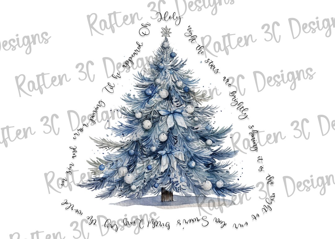Oh Holy Night Christmas Tree Digital Design PNG - Etsy
