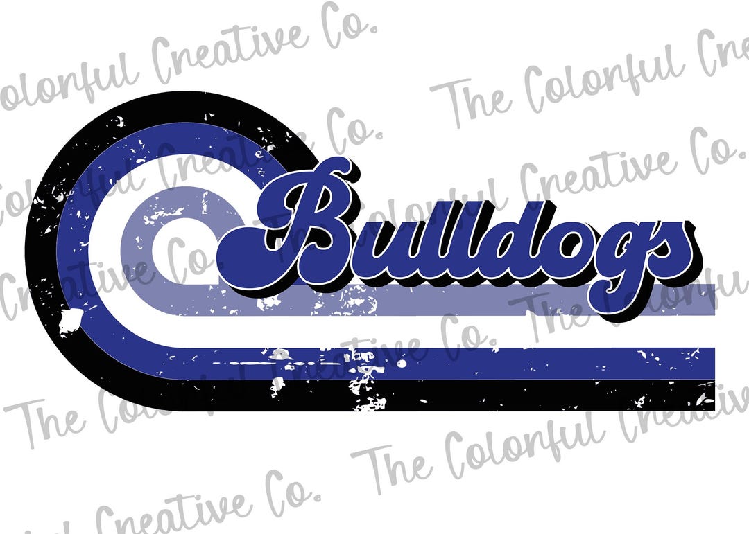 Retro Bulldogs Mascot Digital Design | Blue and Black Bulldogs PNG ...