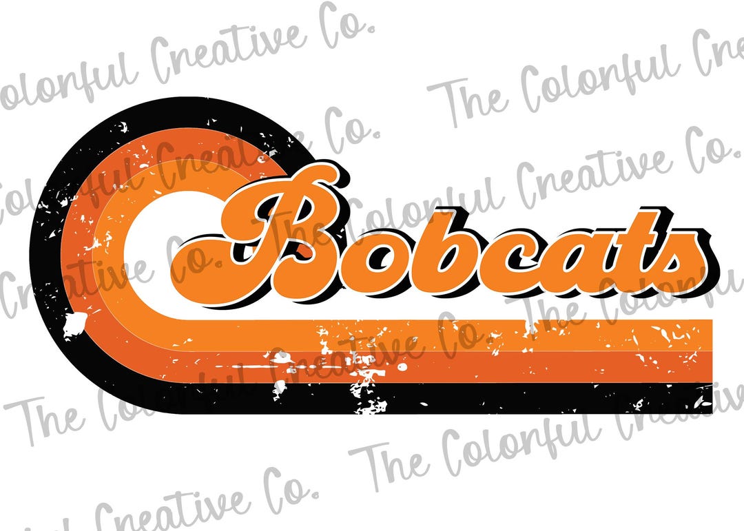 Retro Bobcats Mascot Digital Design | Orange and Black Bobcats PNG ...