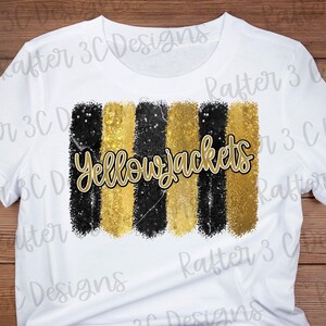 Black and Gold Yellowjackets Brushstroke PNG | Mascot Sublimation ...