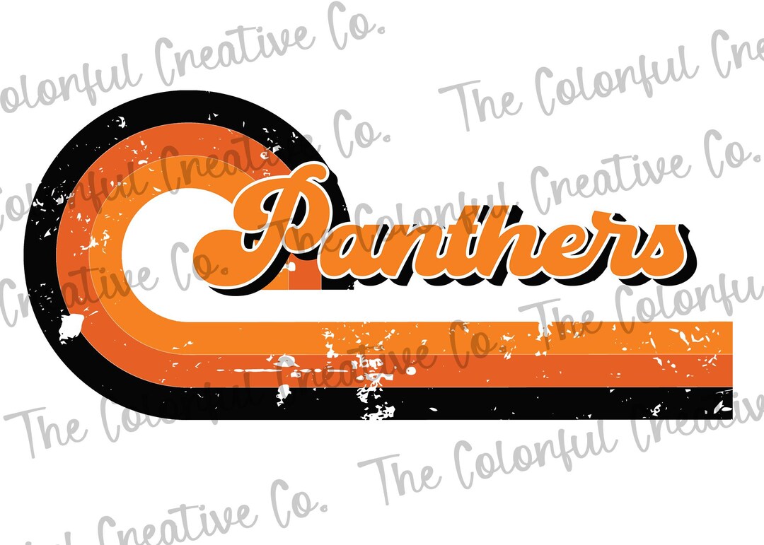 Retro Panthers Mascot PNG | Orange & Black School Spirit (digital ...