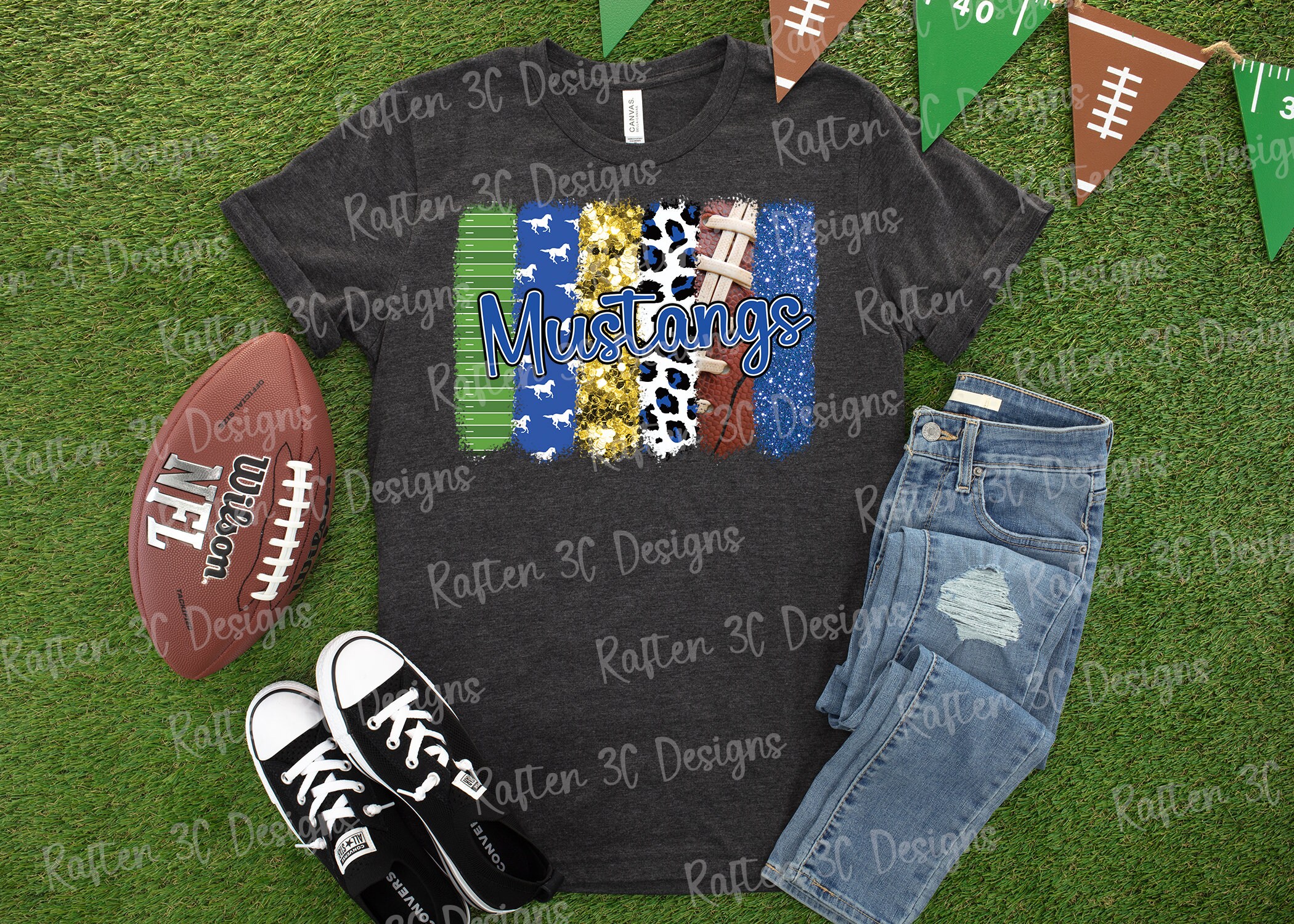 Royal Blue Gold Mustangs PNG | School Mascot Sublimation Design ...