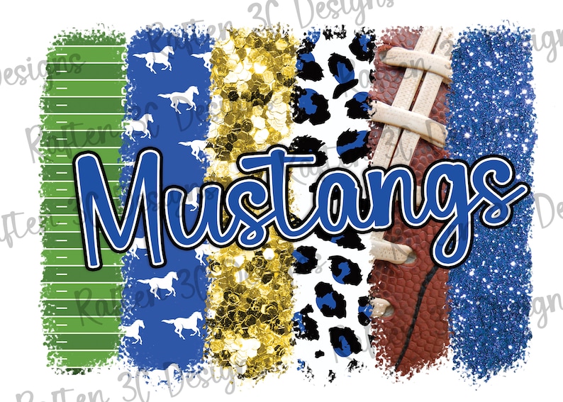 Royal Blue and Gold Mustangs Brushstroke PNG | Sublimation Design ...