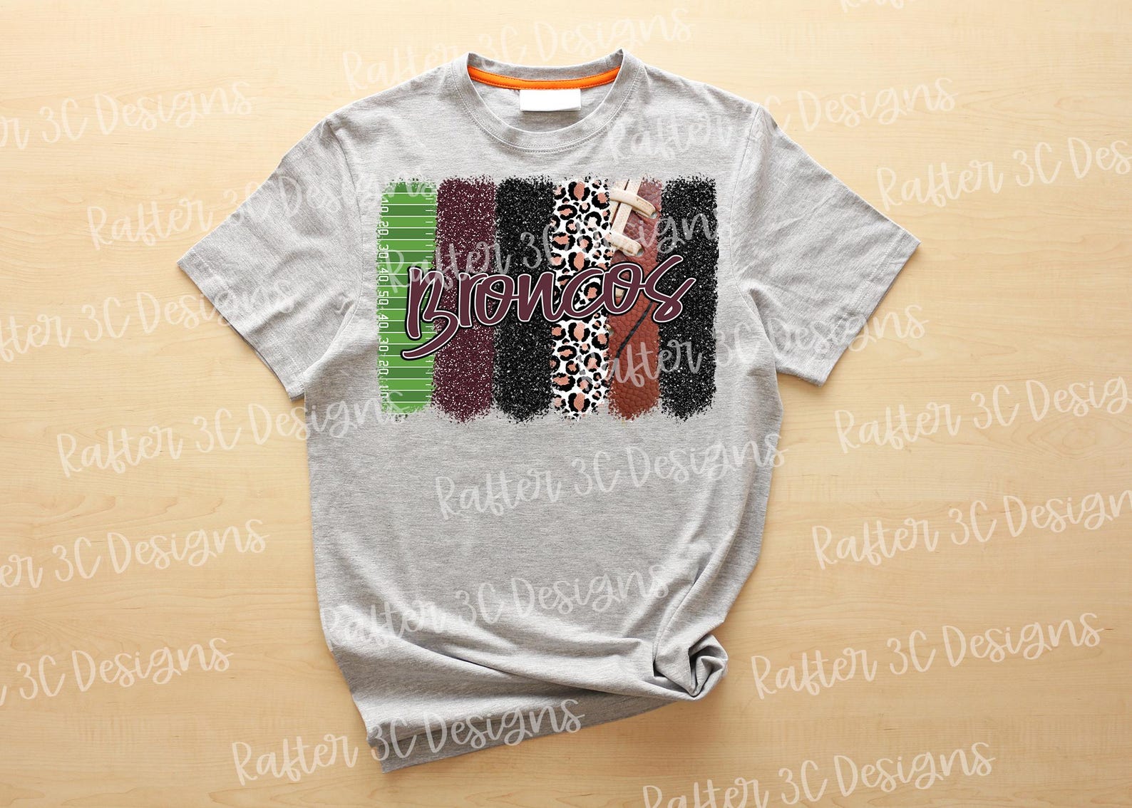 Maroon Broncos Brushstroke PNG | Football Spirit Shirt Design (digital ...