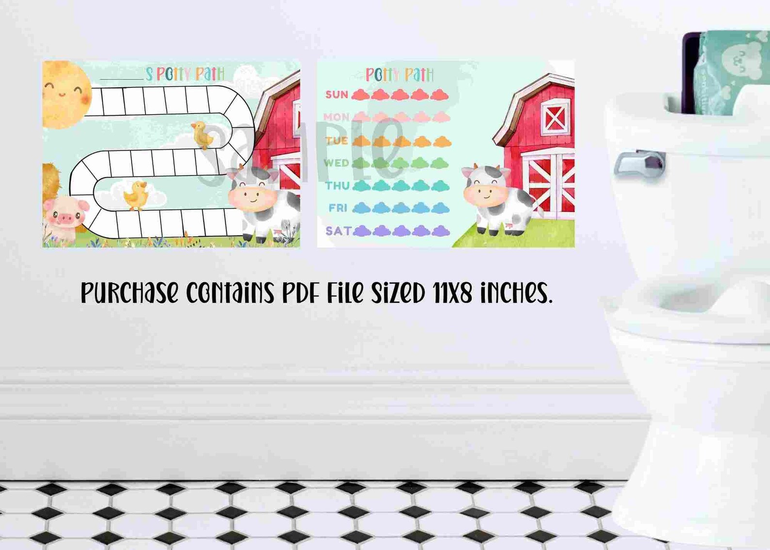 Printable Farm Animal Potty Training Reward Chart, Personalized Potty ...