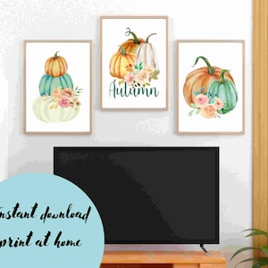 Printable Autumn/ Fall Decor Watercolor Pumpkin Set of 3 - Etsy
