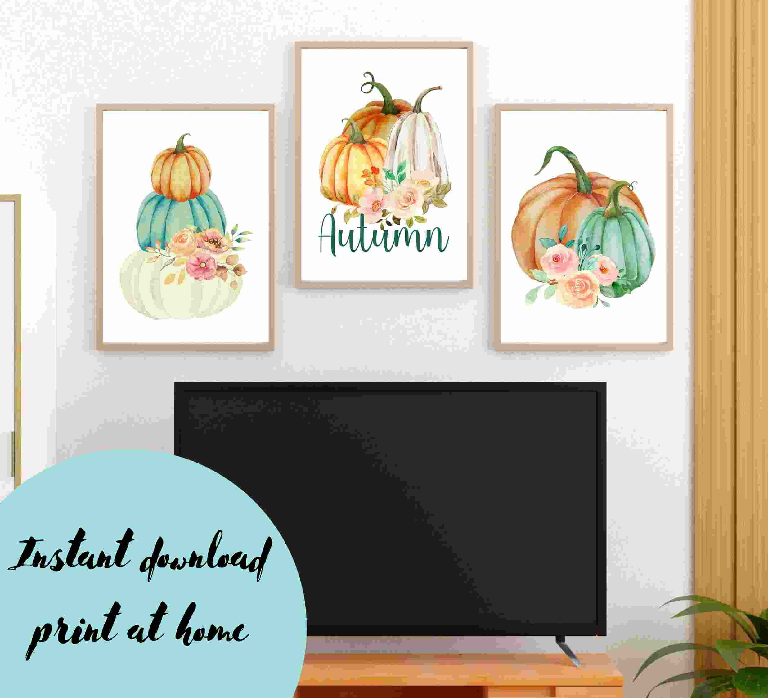 Printable Autumn/ Fall Decor Watercolor Pumpkin Set of 3 - Etsy