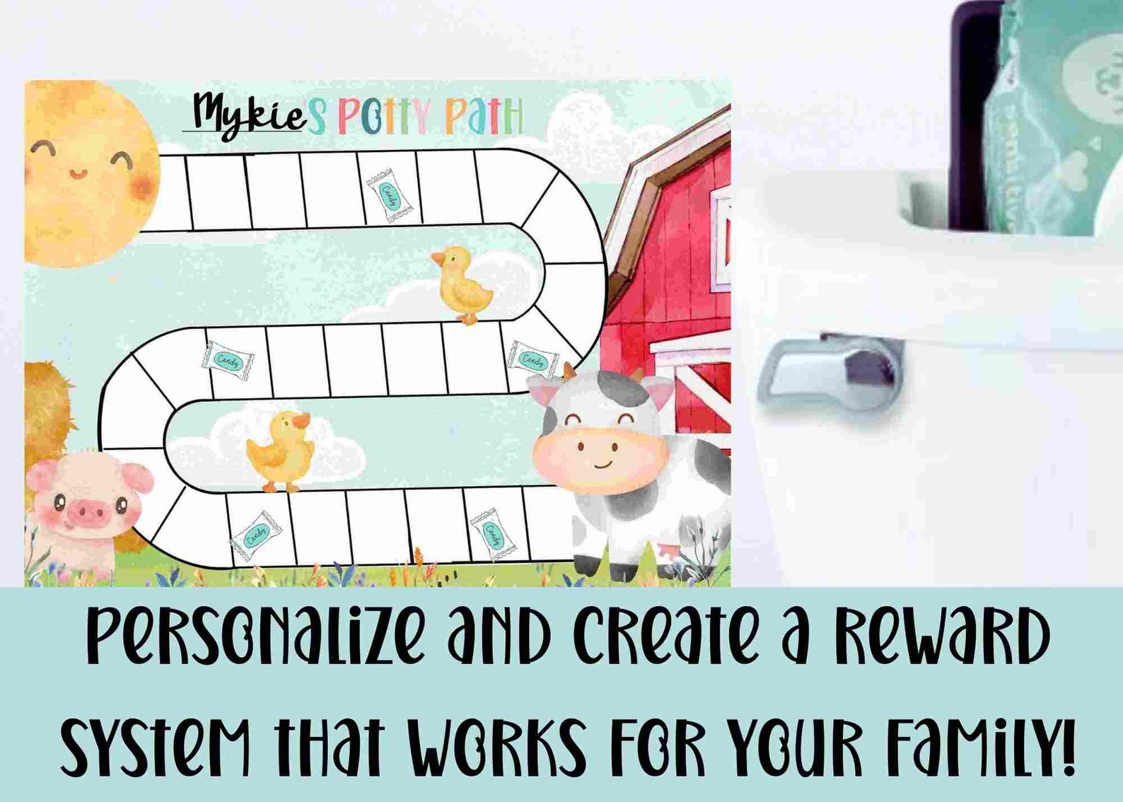 Printable Farm Animal Potty Training Reward Chart, Personalized Potty ...