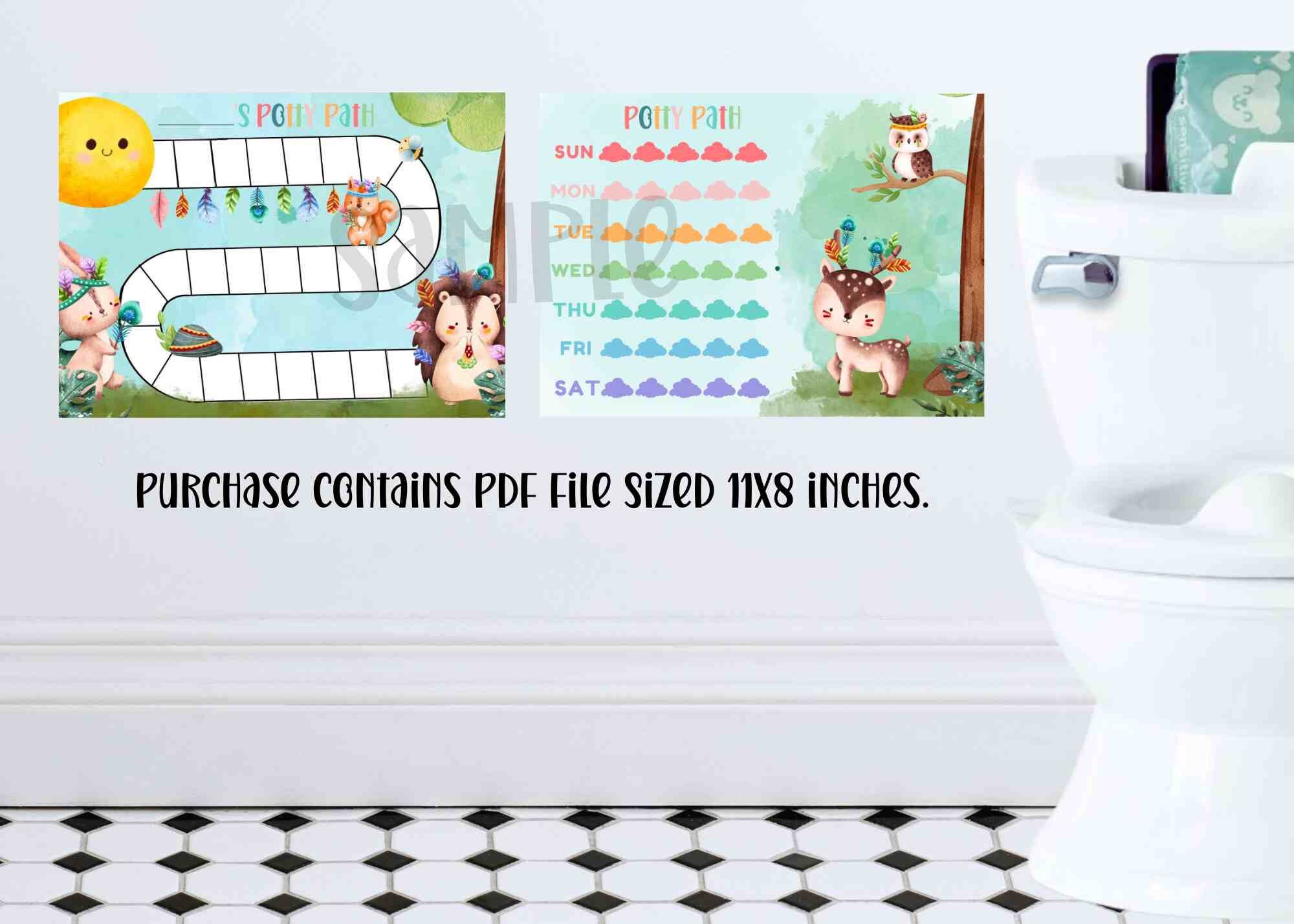 Woodland/ Boho/forrest Themed Potty Training Reward Chart, Personalized ...
