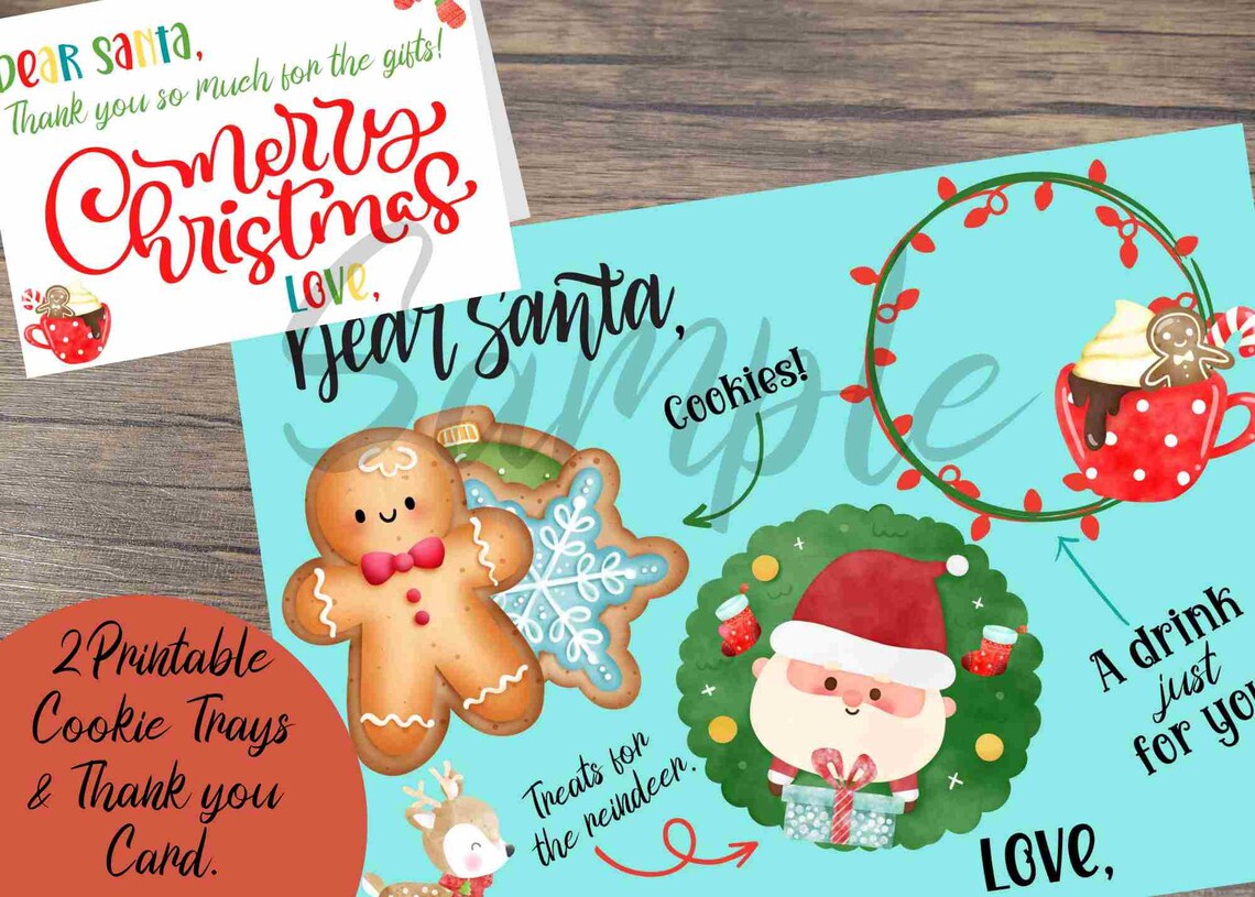 Santa Claus Christmas Cookie Tray/ Placemat Printable/ Santa Thank You ...