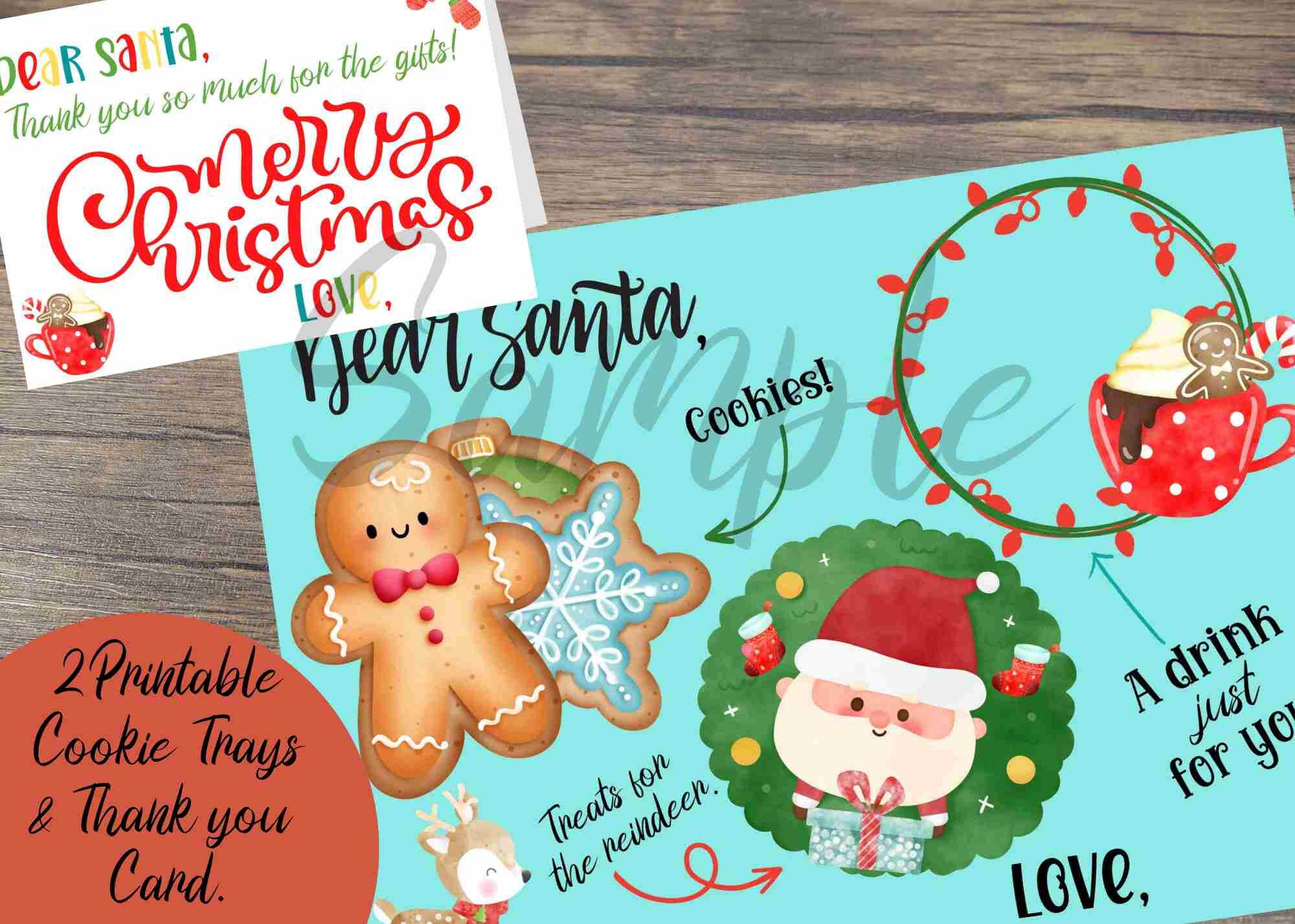 Santa Claus Christmas Cookie Tray/ Placemat Printable/ Santa Thank You ...