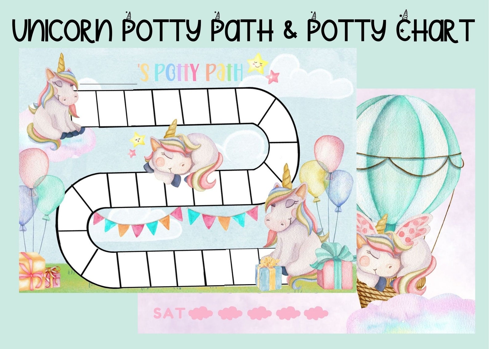 Unicorn Potty Chart, Printable Potty Training Reward Chart ...