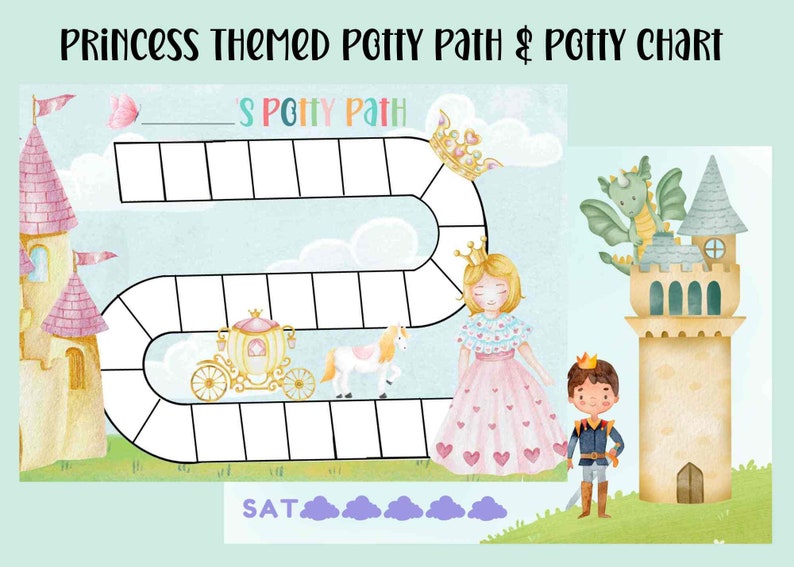 Printable Princess Potty Training Reward Chart, Personalized Potty ...