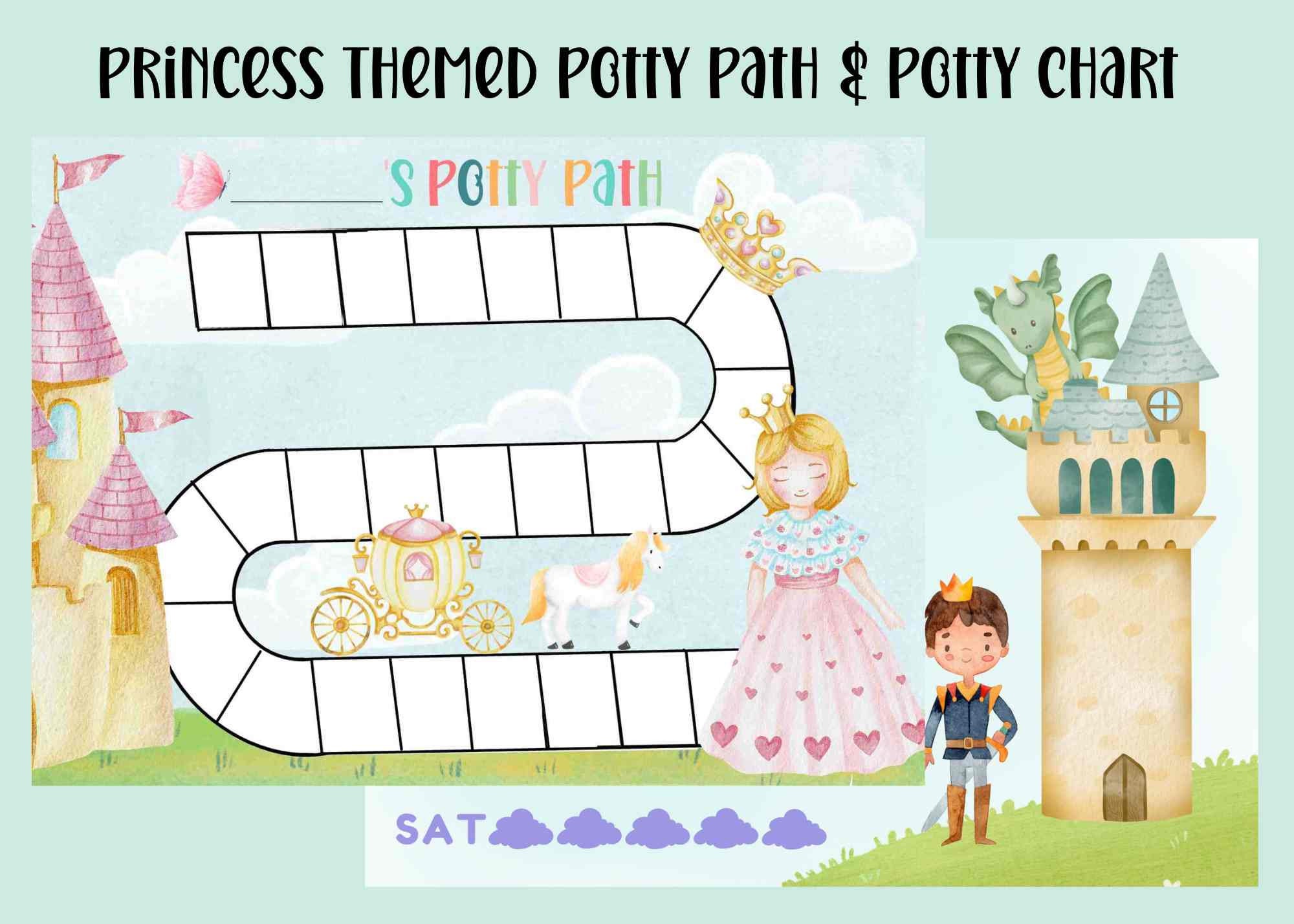 Printable Princess Potty Training Reward Chart, Personalized Potty ...