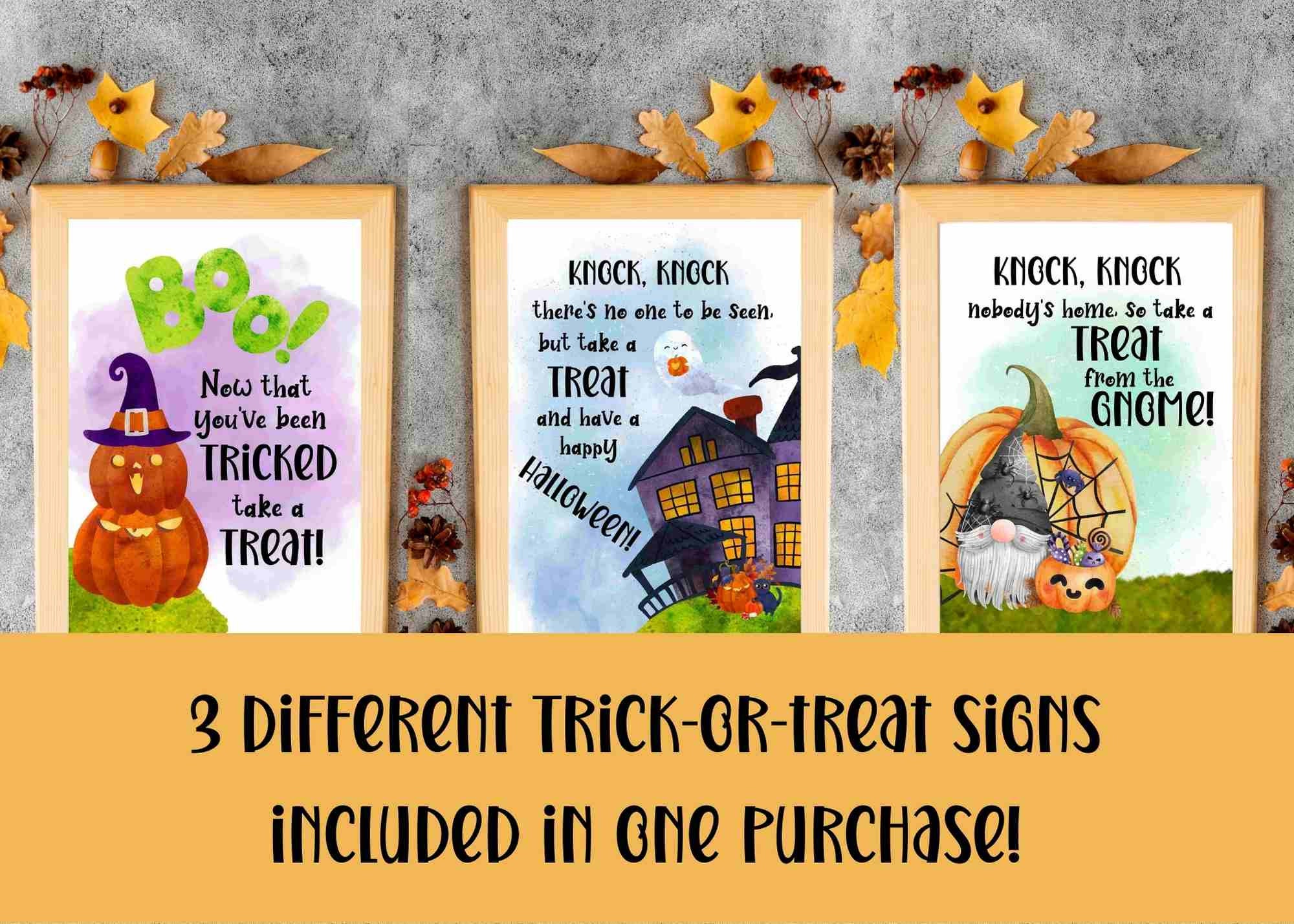3 Printable Trick or Treat Signs/ Halloween Party Decor/ Candy Sign ...