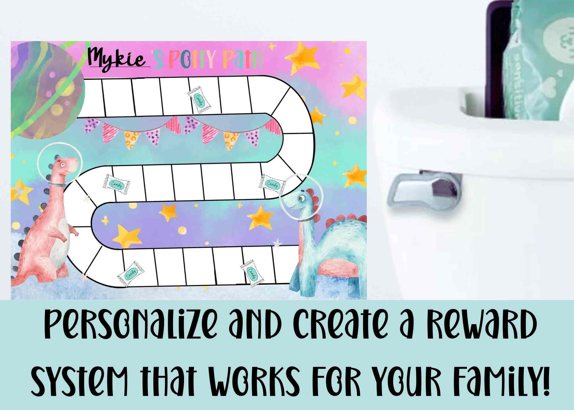 Printable Space Dinosaur Potty Training Reward Chart, Personalized ...