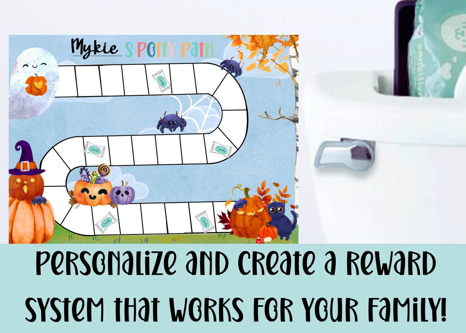 Printable Spooky Halloween Potty Training Reward Chart, Personalized ...