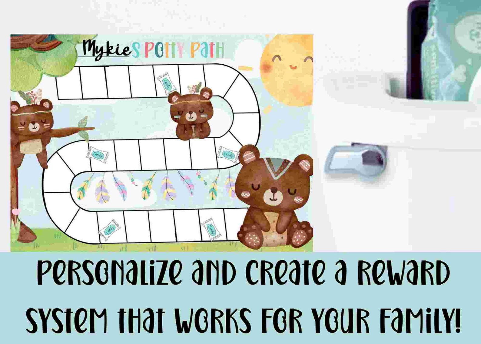 Teddy Bear/ Forrest Themed Potty Training Reward Chart, Personalized ...