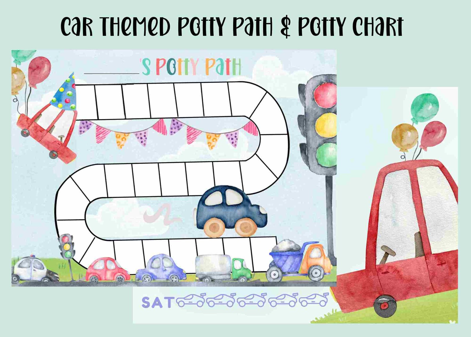 Car Potty Chart, Printable Potty Training Reward Chart, Personalized ...
