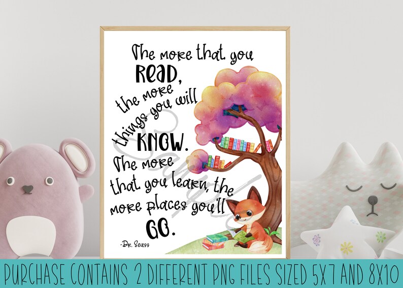 Kids' Reading Nook Printable Wall Art/ Dr. Seuss Quote/ Playroom ...