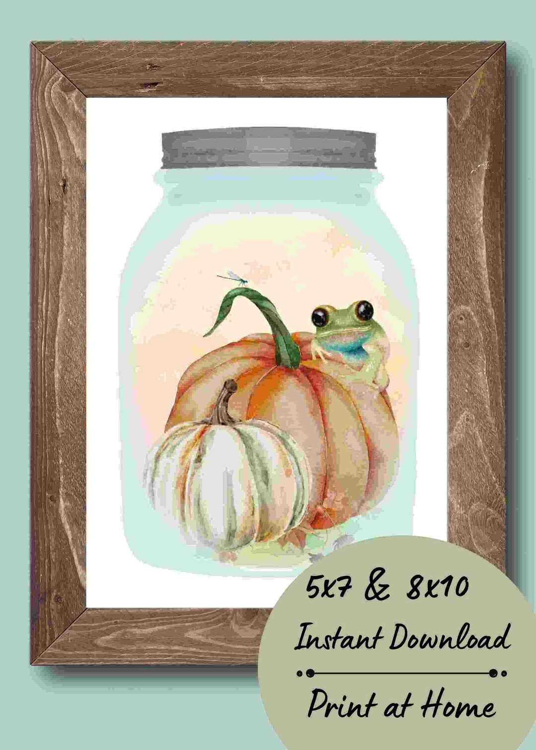 Autumn/ Fall Pumpkin and Frog Printable Wall Art, Woodland, Nursery ...