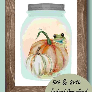 Autumn/ Fall Pumpkin and Frog Printable Wall Art, Woodland, Nursery ...