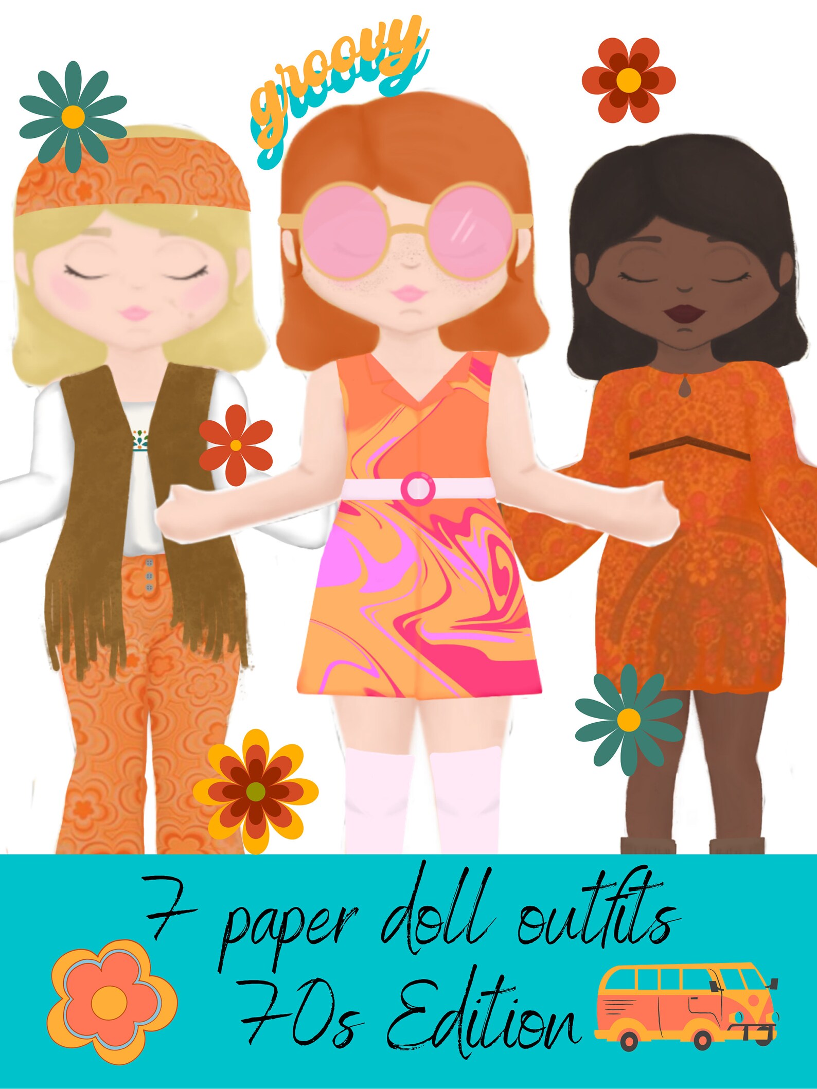 Printable Paper Doll Clothes |retro 70s Themed | Craft | Dolls Sold ...