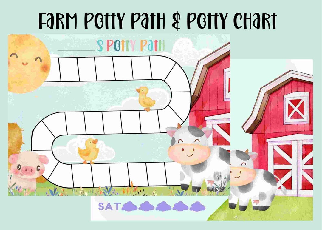 Printable Farm Animal Potty Training Reward Chart, Personalized Potty ...