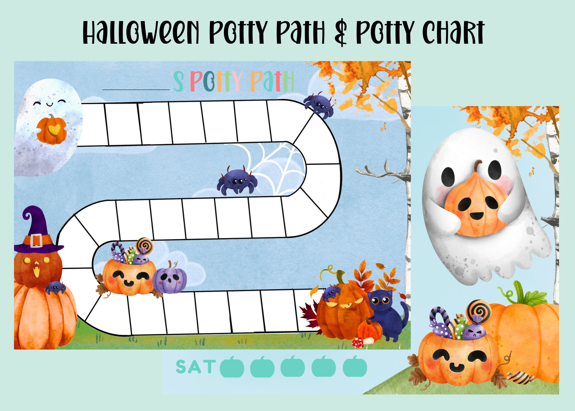 Printable Spooky Halloween Potty Training Reward Chart, Personalized ...