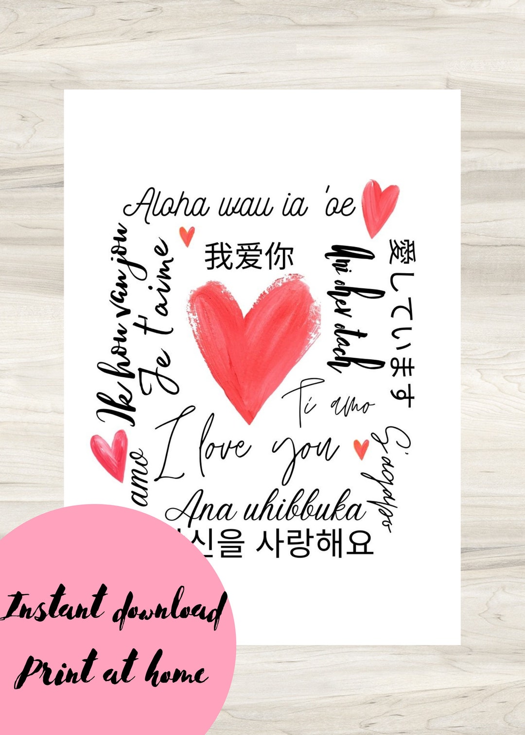I Love You in 12 Different Languages Printable Mother's Day ...