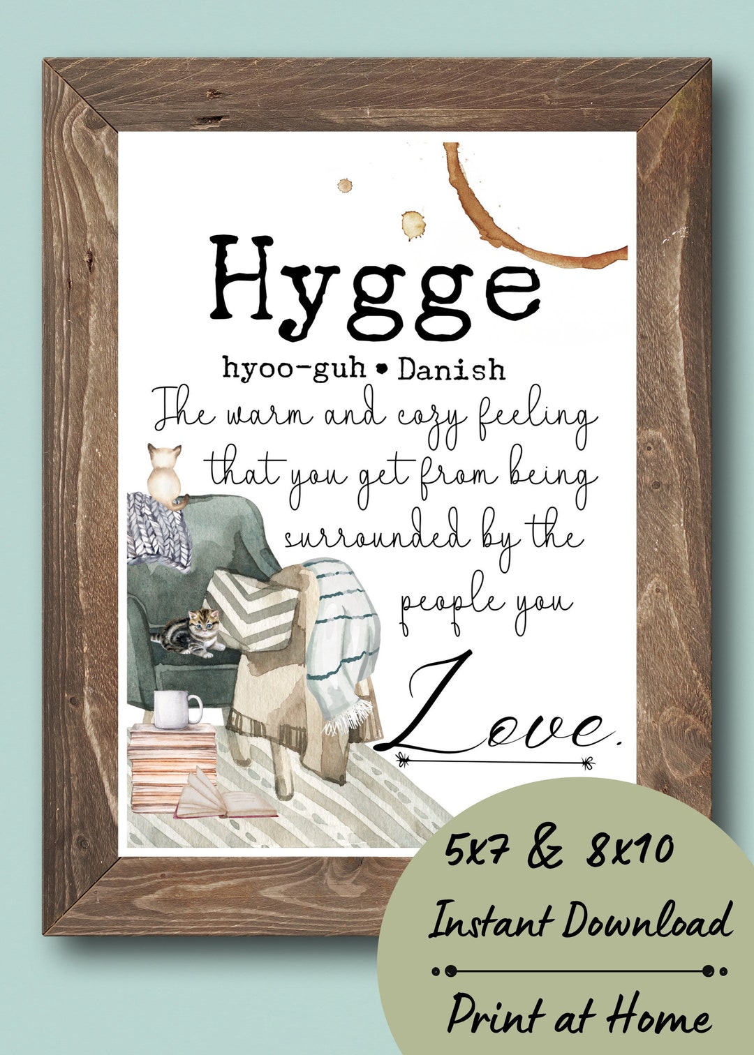 Hygge Printable Wall Art, Word Definition Art, Cozy, Home Decor ...