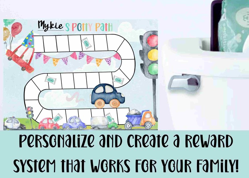 Car Potty Chart, Printable Potty Training Reward Chart, Personalized ...