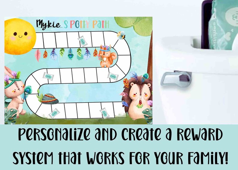 Woodland/ Boho/forrest Themed Potty Training Reward Chart, Personalized ...