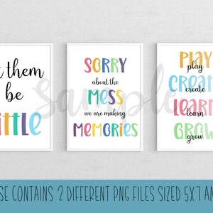 Sorry About the Mess Sign/ Set of 3 Kids Playroom Printable Wall Art ...