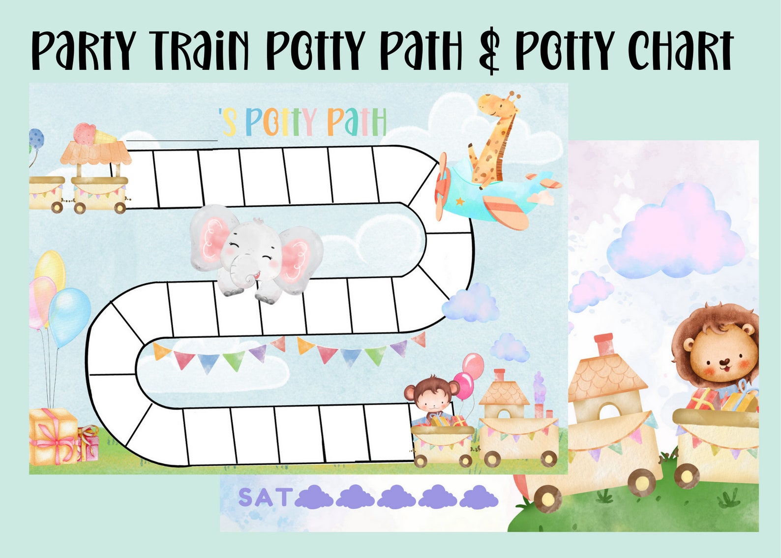Party Train Potty Chart, Printable Potty Training Reward Chart ...