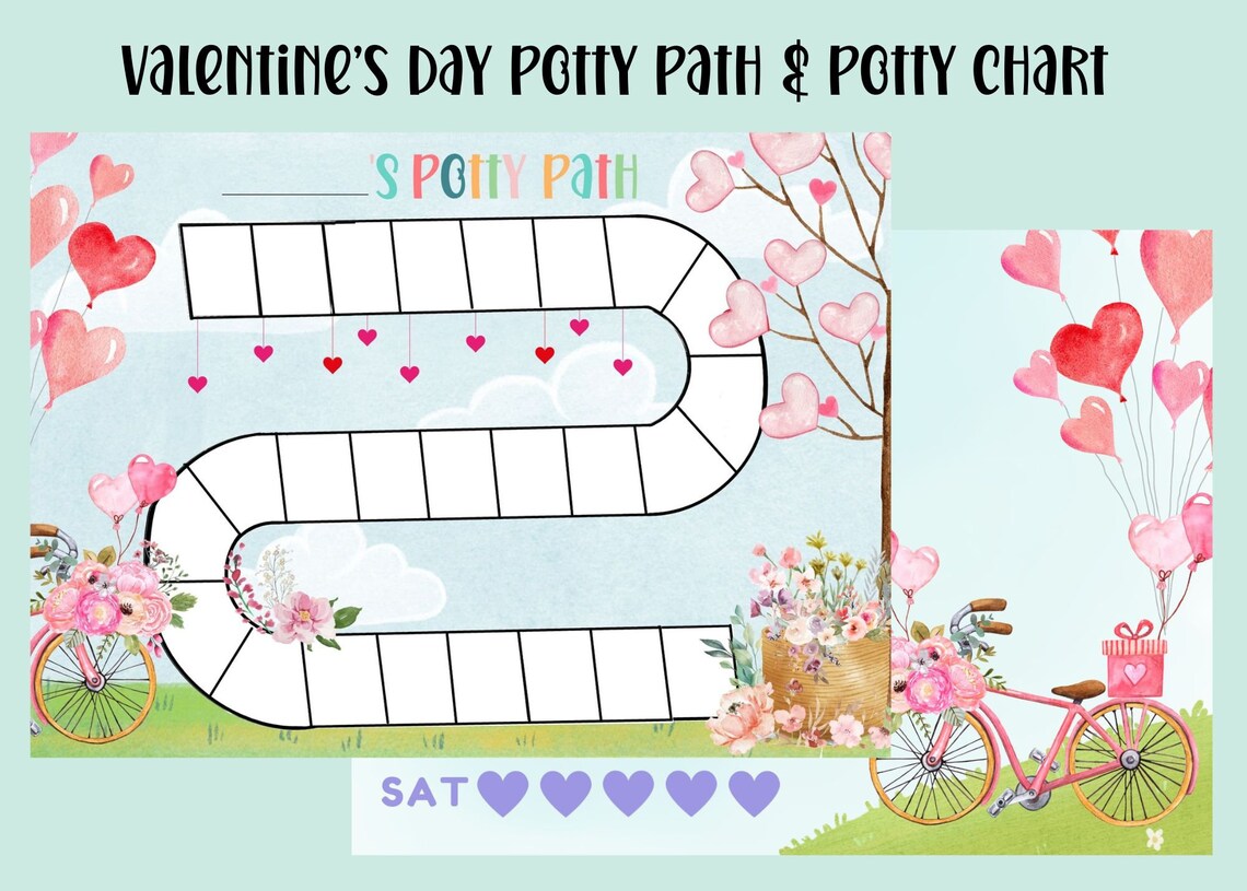 Printable Valentine's Day Potty Training Reward Chart, Personalized ...