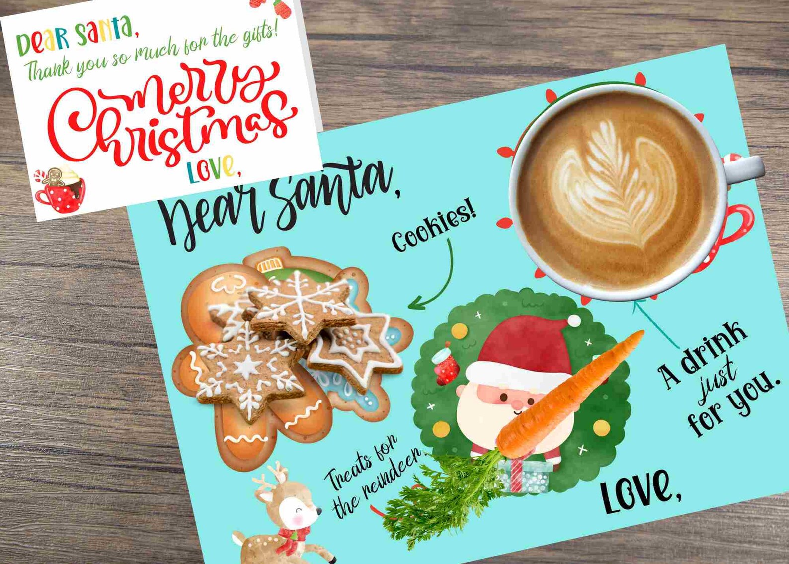 Santa Claus Christmas Cookie Tray/ Placemat Printable/ Santa Thank You ...