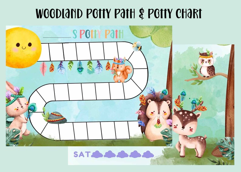 Woodland/ Boho/forrest Themed Potty Training Reward Chart, Personalized ...
