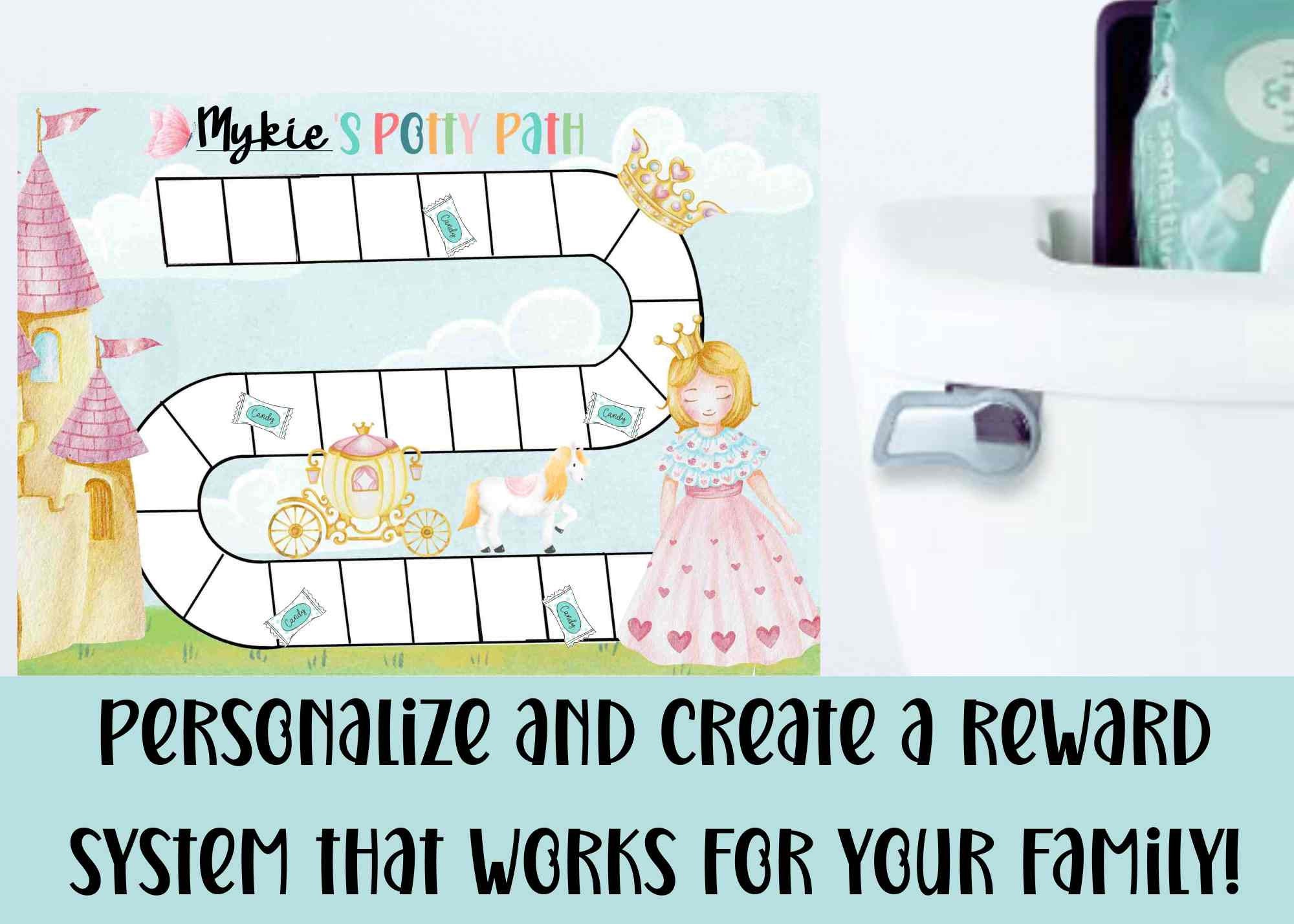 Printable Princess Potty Training Reward Chart, Personalized Potty ...