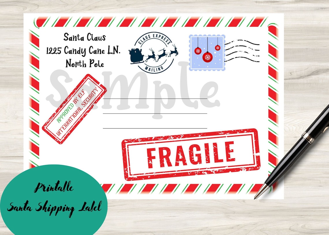 Printable Santa Shipping Label/ Gift Wrapping Tag/ Santa - Etsy