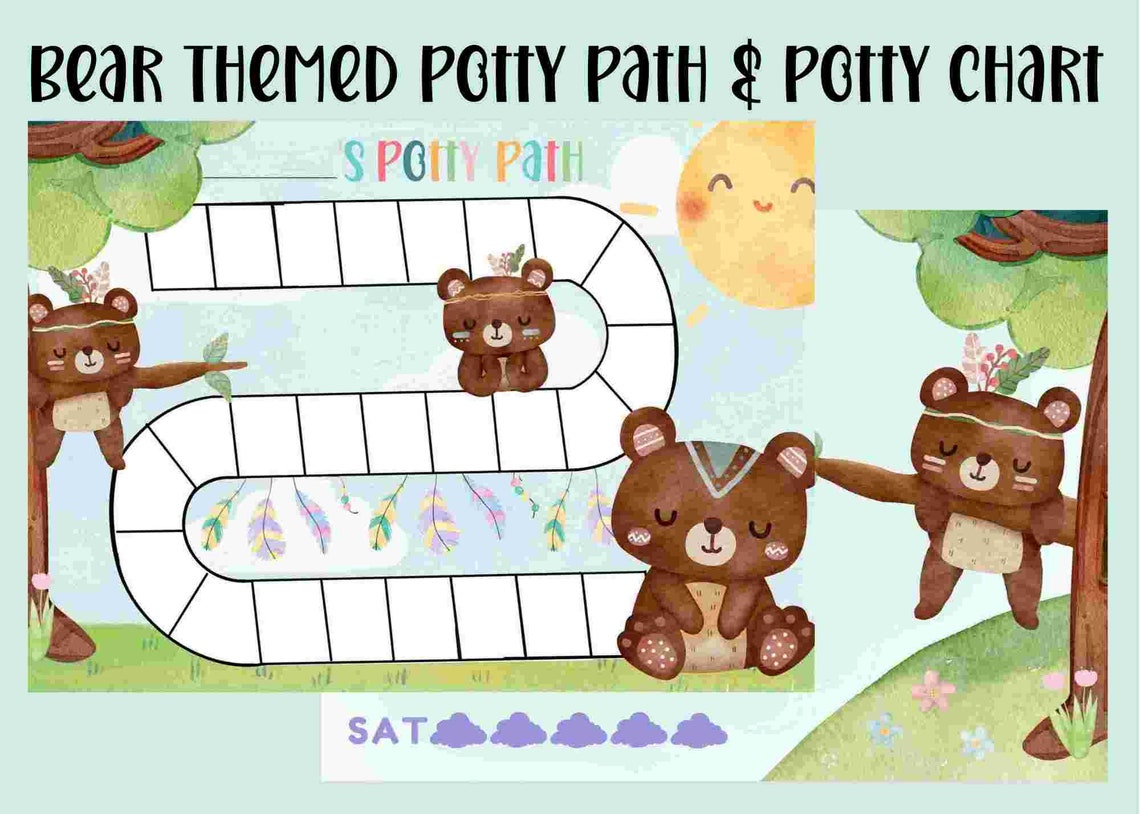 Teddy Bear/ Forrest Themed Potty Training Reward Chart, Personalized ...